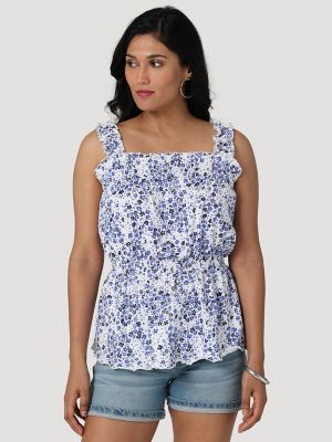 Women's Wrangler Square Neck Ruffle Tank | Women's TOPS | Wrangler®