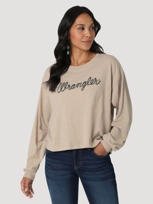 Women's Wrangler Rope Logo Long Sleeve Boyfriend Crop Tee | Women's ...