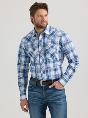 Men's Wrangler Retro® Long Sleeve Sawtooth Snap Pocket Western Shirt ...