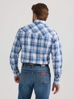 Men's Wrangler Retro® Long Sleeve Sawtooth Snap Pocket Western Shirt ...