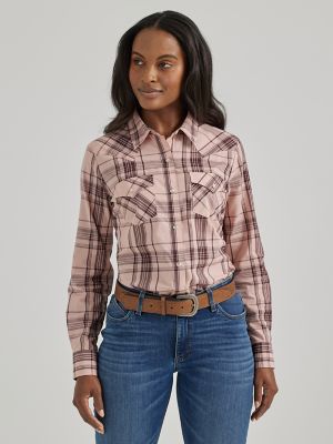 Women's Essential Long Sleeve Plaid Western Snap Top | SALE | Wrangler ...