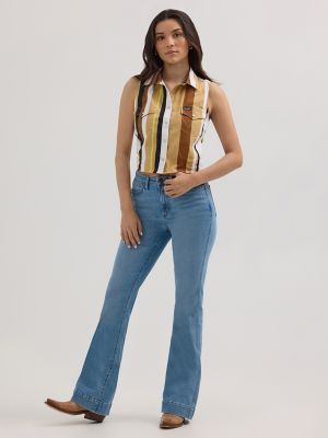 Women's Wrangler Brushpopper Stripe Slim Crop Snap Tank | NEW | Wrangler®